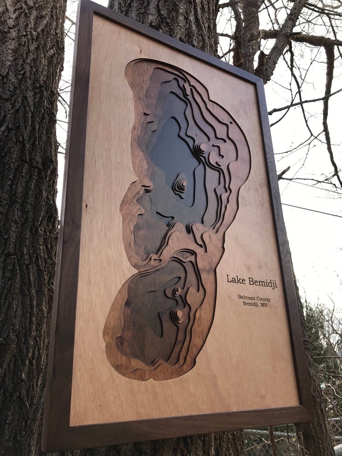Laser Cut Wood Topography Map | Lake Bemidji - Etsy