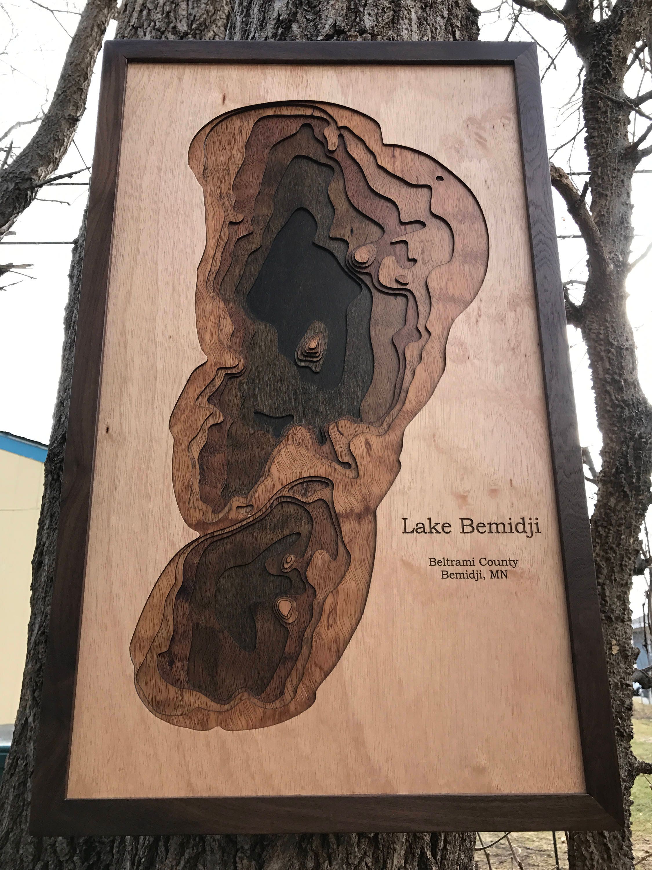 Laser Cut Wood Topography Map | Lake Bemidji - Etsy