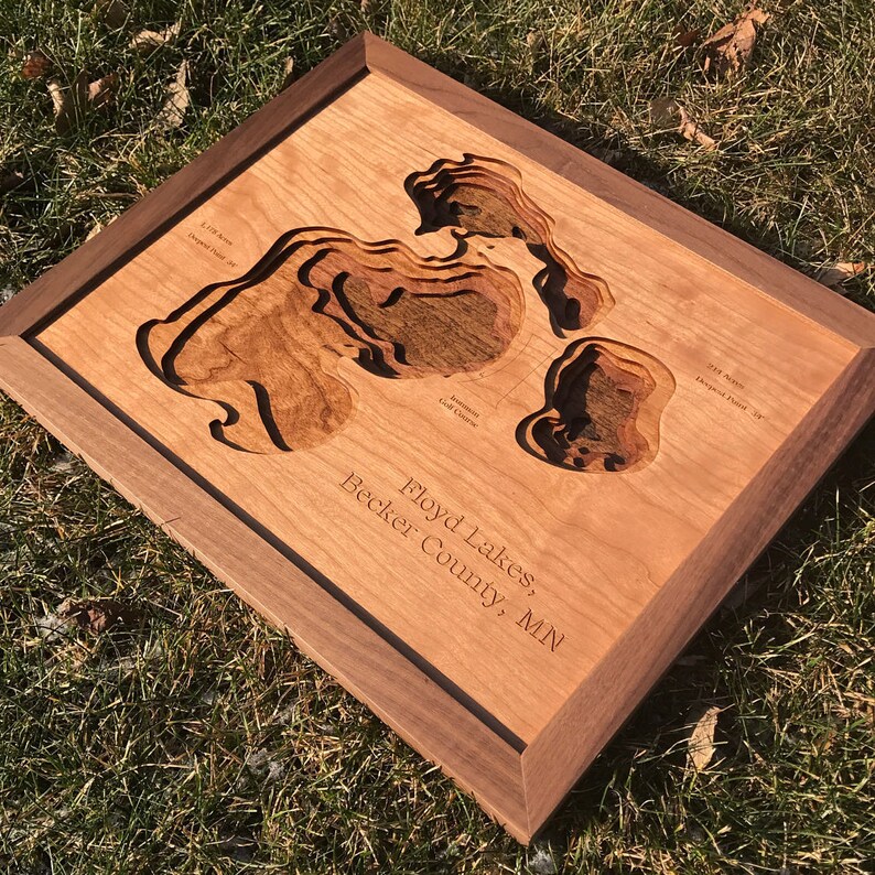 Laser Cut Wood Topography Map | Floyd Lake - Etsy