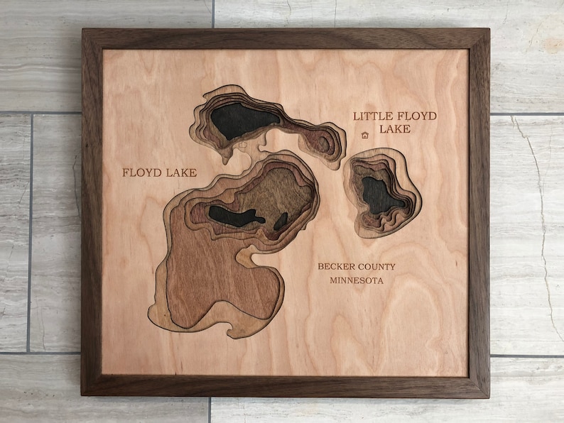 Laser Cut Wood Topography Map | Floyd Lake - Etsy