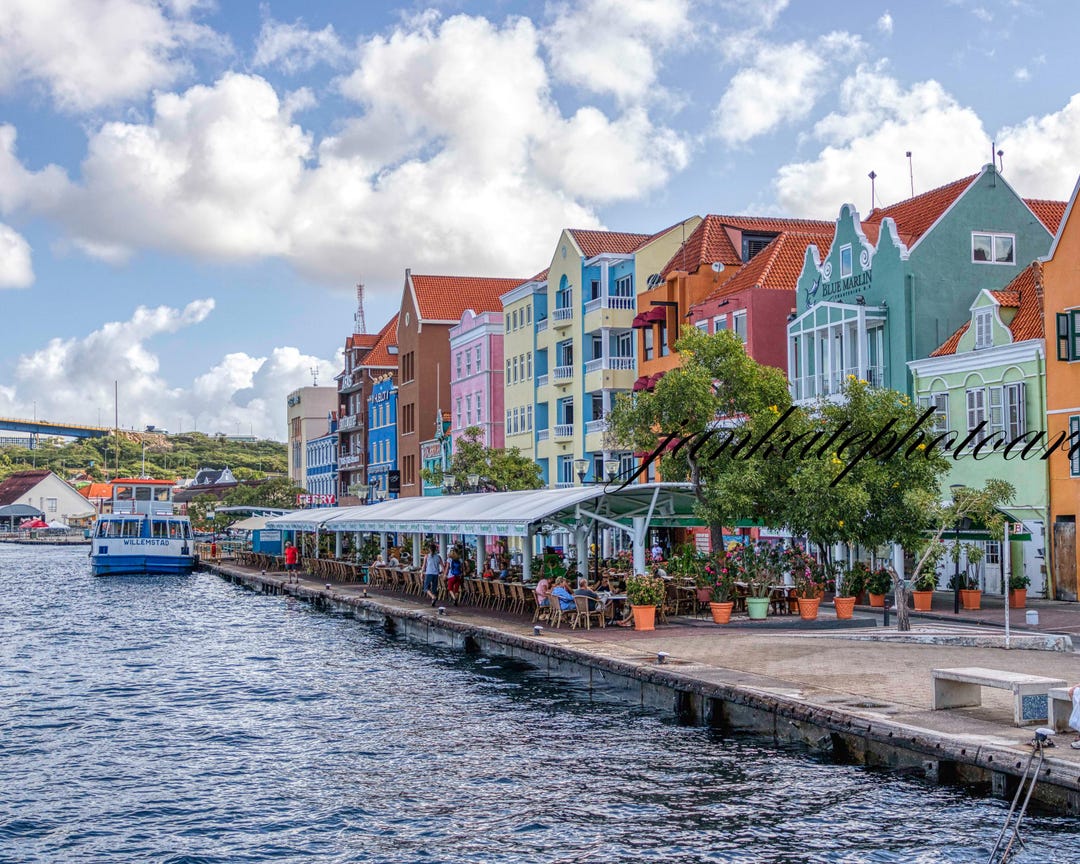 Curacao Island Print: Colorful Caribbean Patio, Dutch Village ...