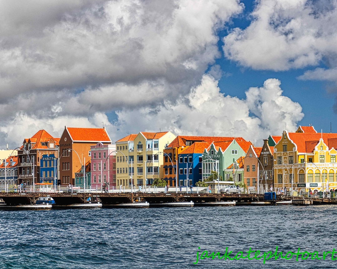 Curacao, Colorful Houses, Caribbean Island Print, Tropical Beach Decor ...