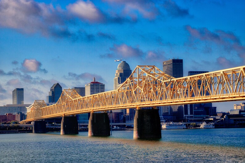 Louisville Kentucky, Downtown View, KY, Bridge Over Ohio River, Thin ...
