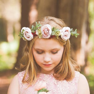 Boho Wedding Flower Crown , Floral Halo, Bridal Flower Hair Accessory ...