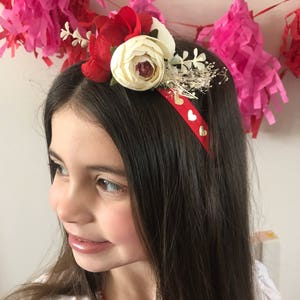 Valentines Day Headband, Heart Headband, Red Flower Crown - Etsy