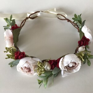 Boho Wedding Flower Crown , Floral Halo, Bridal Flower Hair Accessory ...