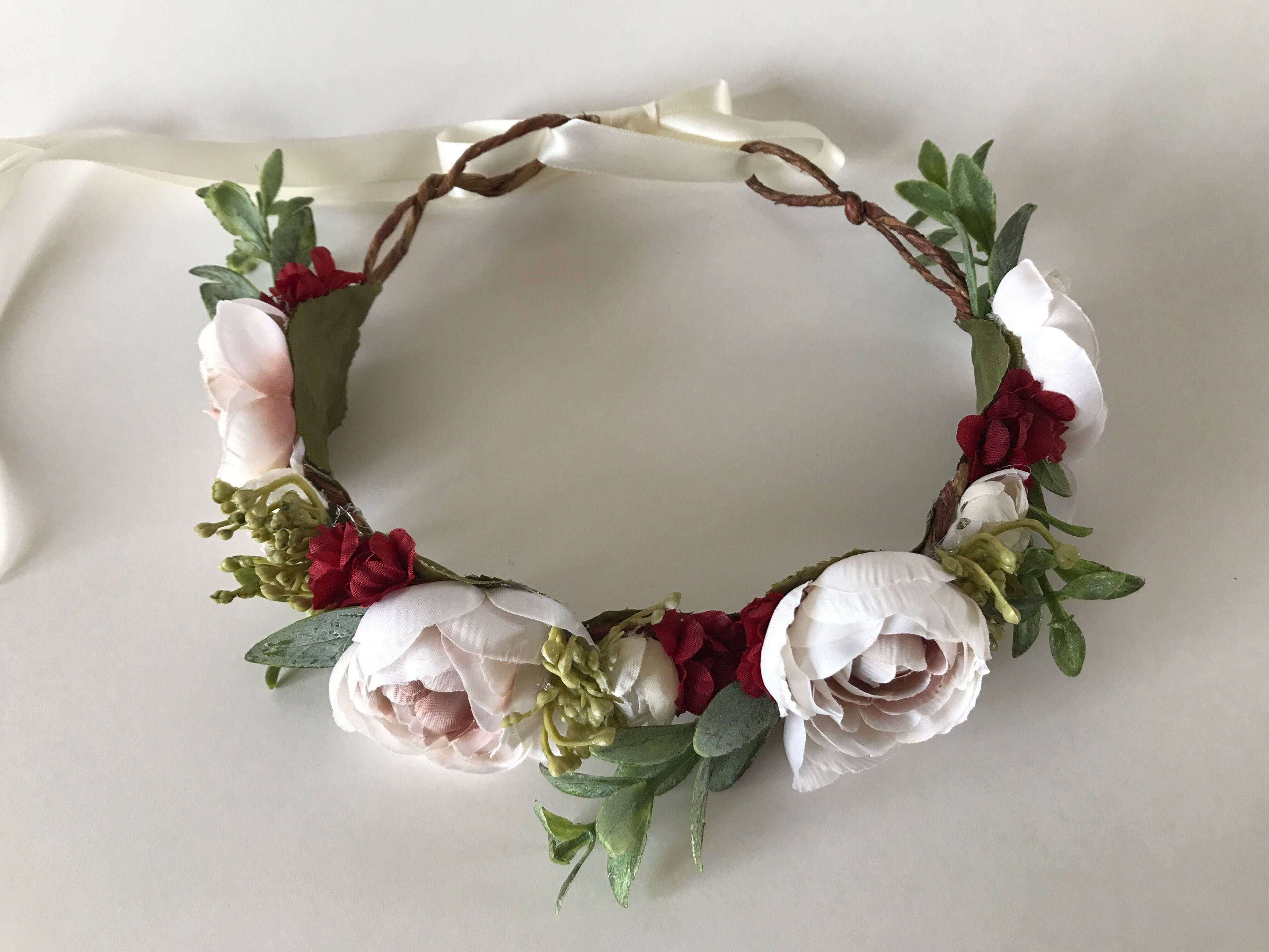Boho Wedding Flower Crown Floral Halo Bridal Flower Hair | Etsy