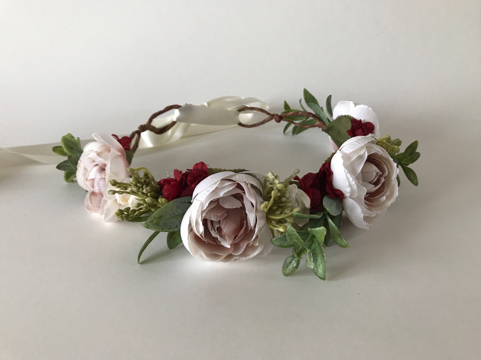 Boho Wedding Flower Crown Floral Halo Bridal Flower Hair | Etsy