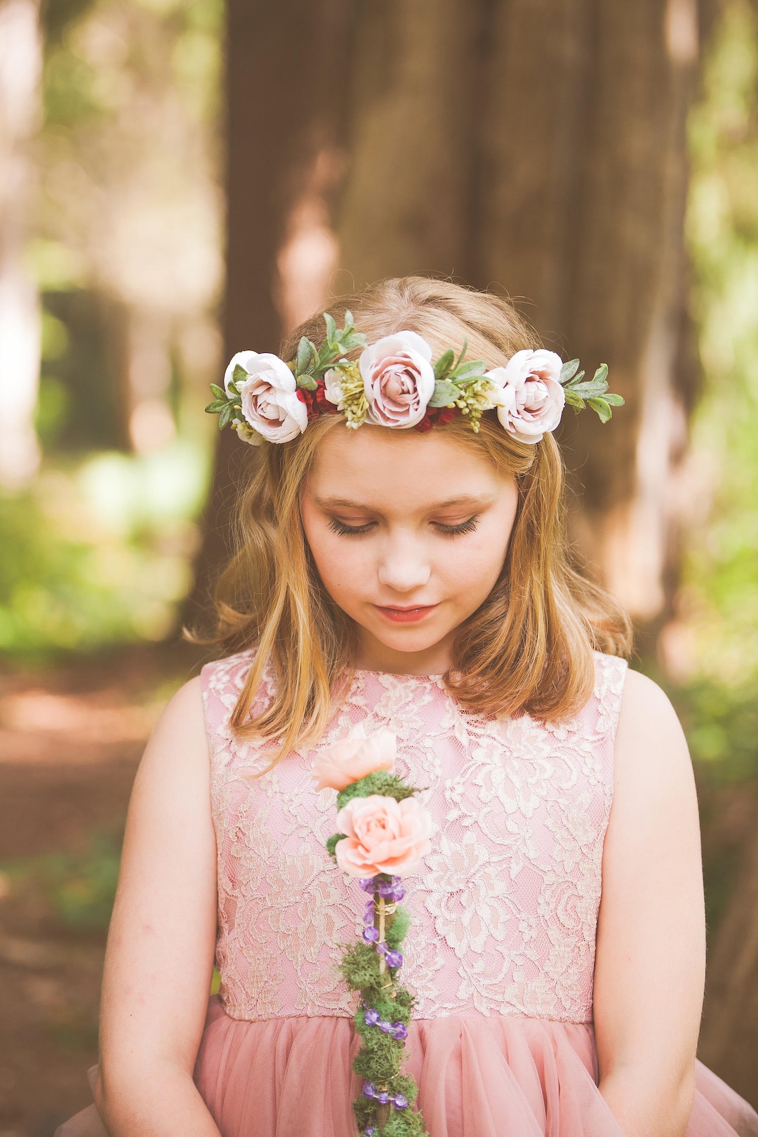Boho Wedding Flower Crown , Floral Halo, Bridal Flower Hair Accessory ...
