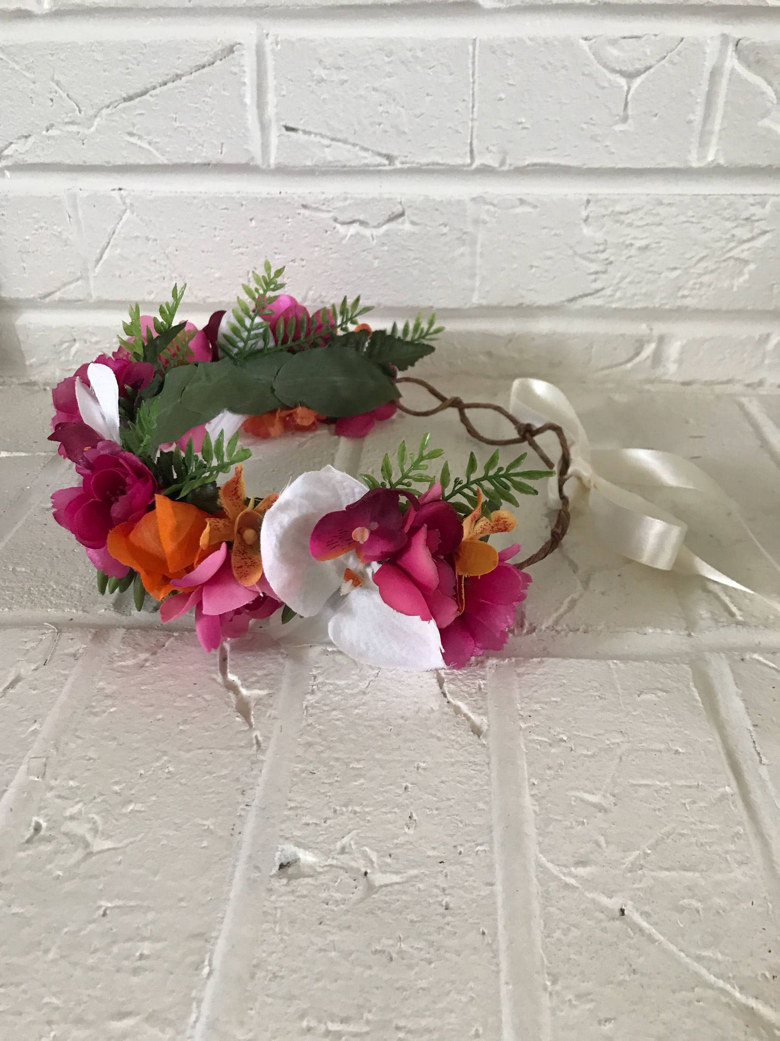 Pink Tropical Flower Crown Luau flower crown | Etsy