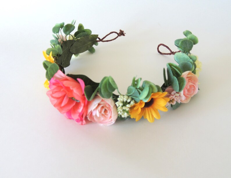 Spring Flower Crown Flower Girl Hair Pink Floral Crown - Etsy