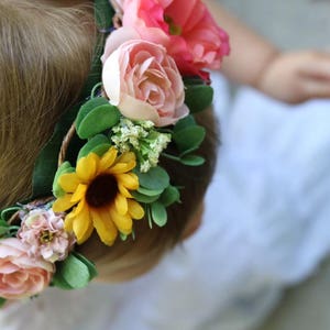 Spring Flower Crown, Flower Girl Hair, Pink Floral Crown - Etsy