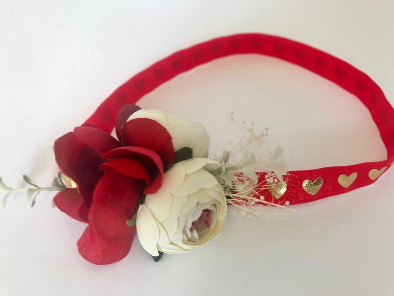 Valentines Day Headband Heart Headband Red Flower Crown | Etsy