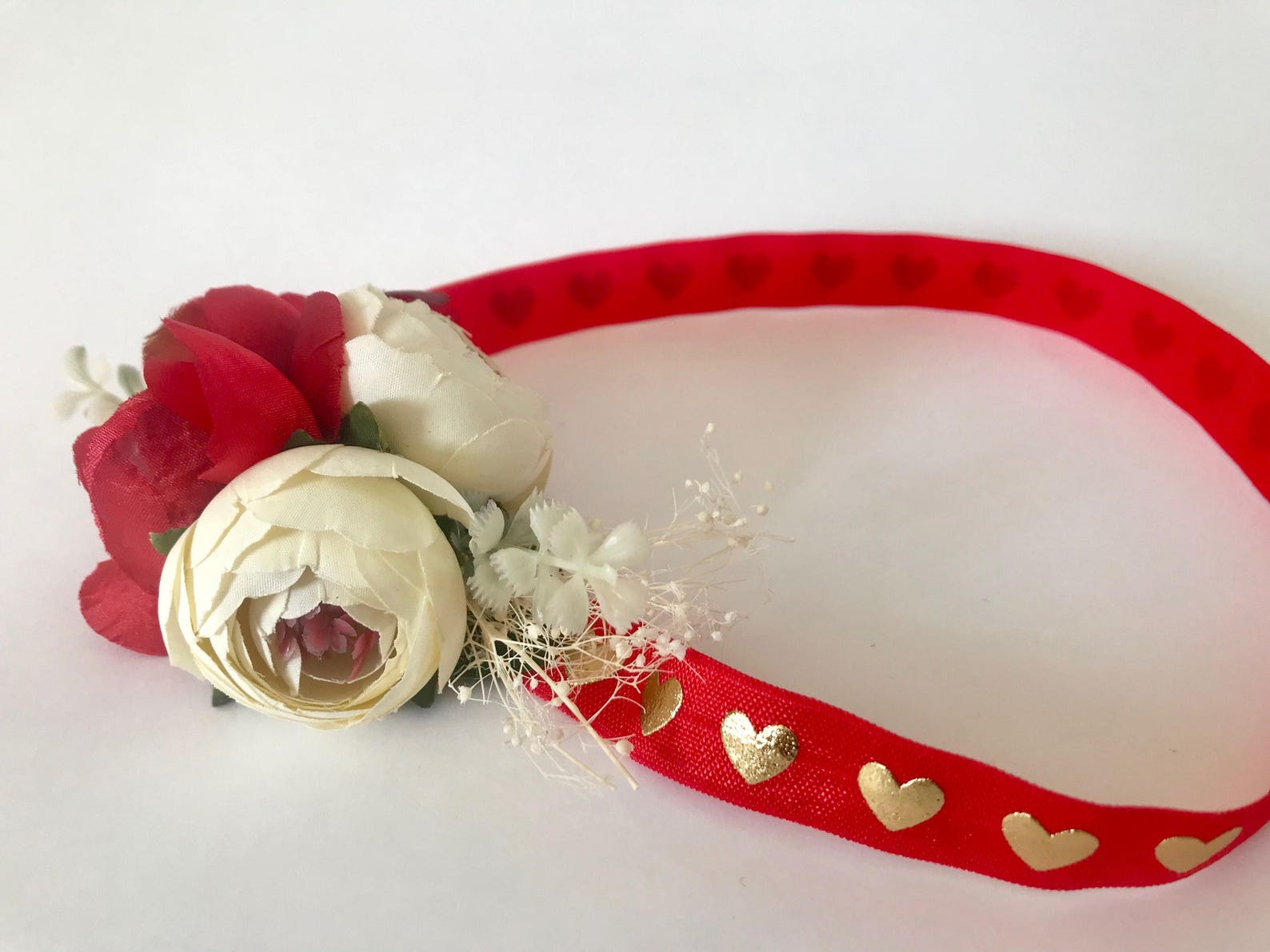 Valentines Day Headband Heart Headband Red Flower Crown | Etsy
