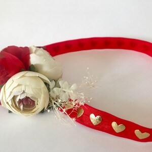 Valentines Day Headband, Heart Headband, Red Flower Crown - Etsy