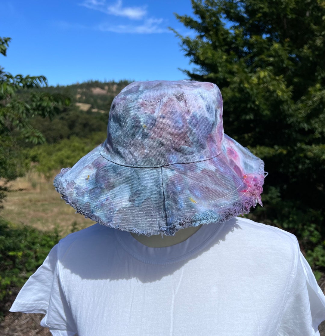Ice Dye Frayed Edge Bucket Hat - Cotton Sun Hat - Etsy
