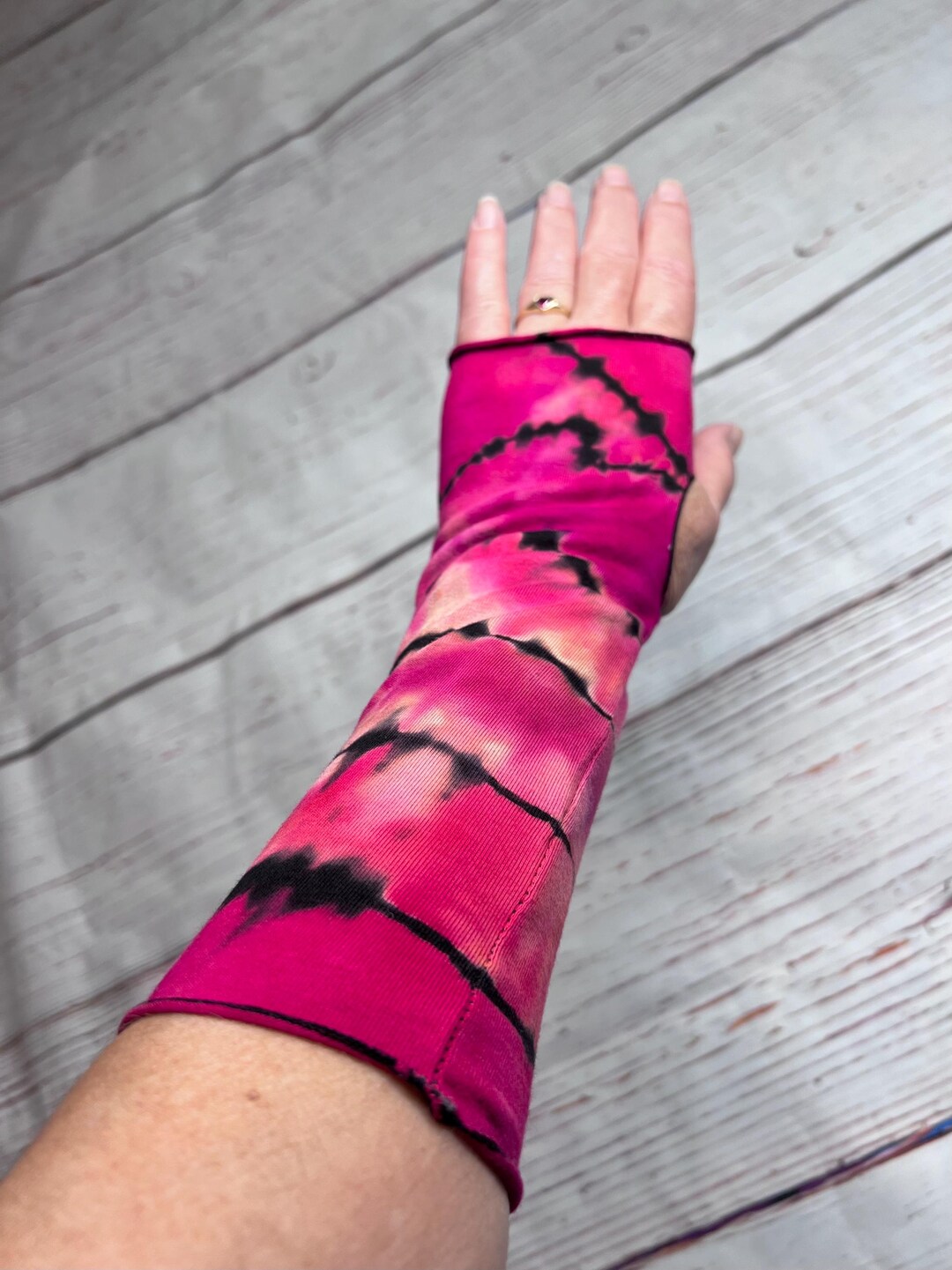 Reverse Tie Dye Wrist Warmers, Arm Warmers, Fingerless Gloves - Etsy