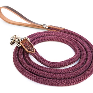 Leather and Rope Leash Leather Dog Leash Brass and Leather Leash ...