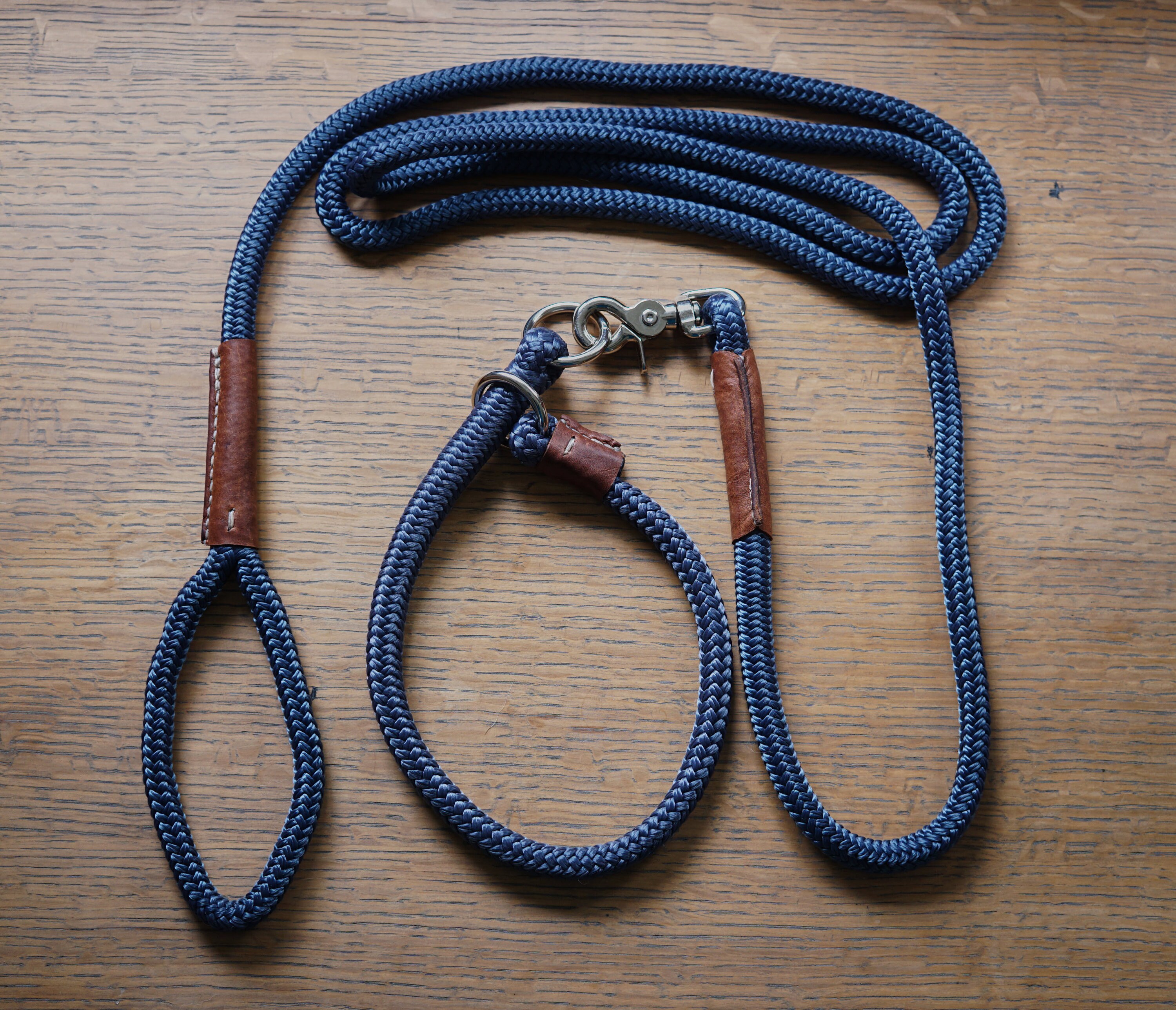 Rope Slip Collar, Rope Dog Collar, Martingale Collar, Rope and Leather ...