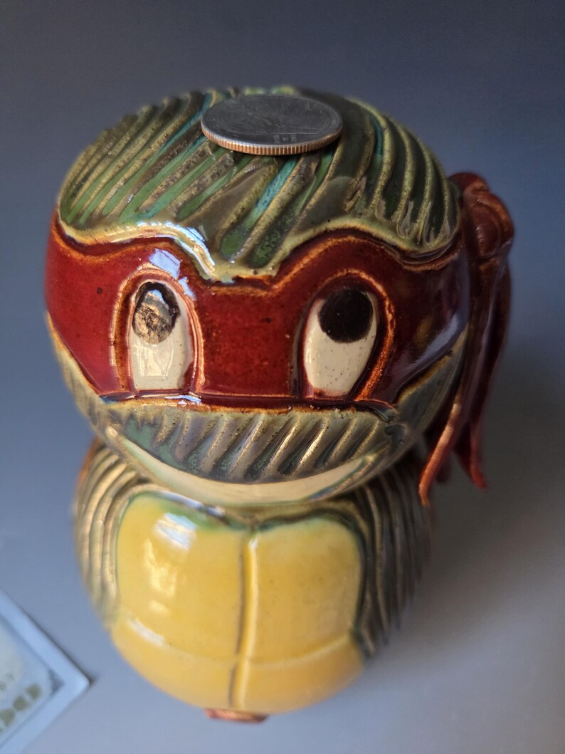 Hand Carved Raphael Ninja Turtle Bank: Unique TMNT Decor - Etsy
