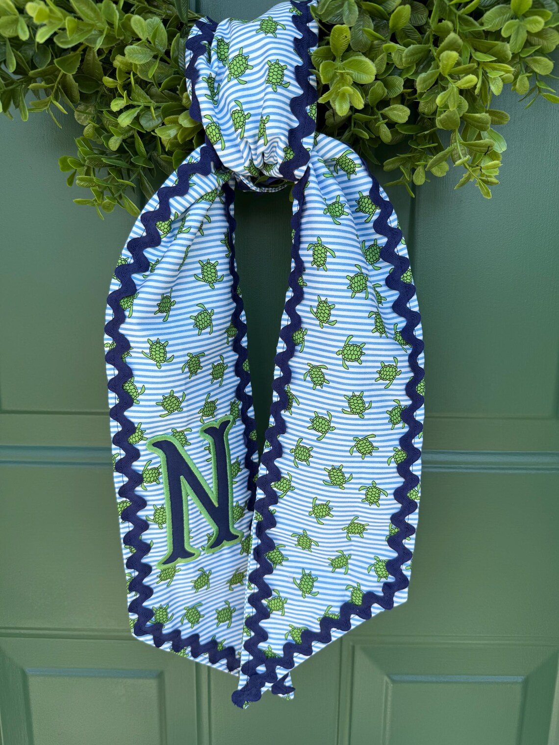 Sea Turtles Summer Themed Wreath Sash With Applique Monogram and Rick ...
