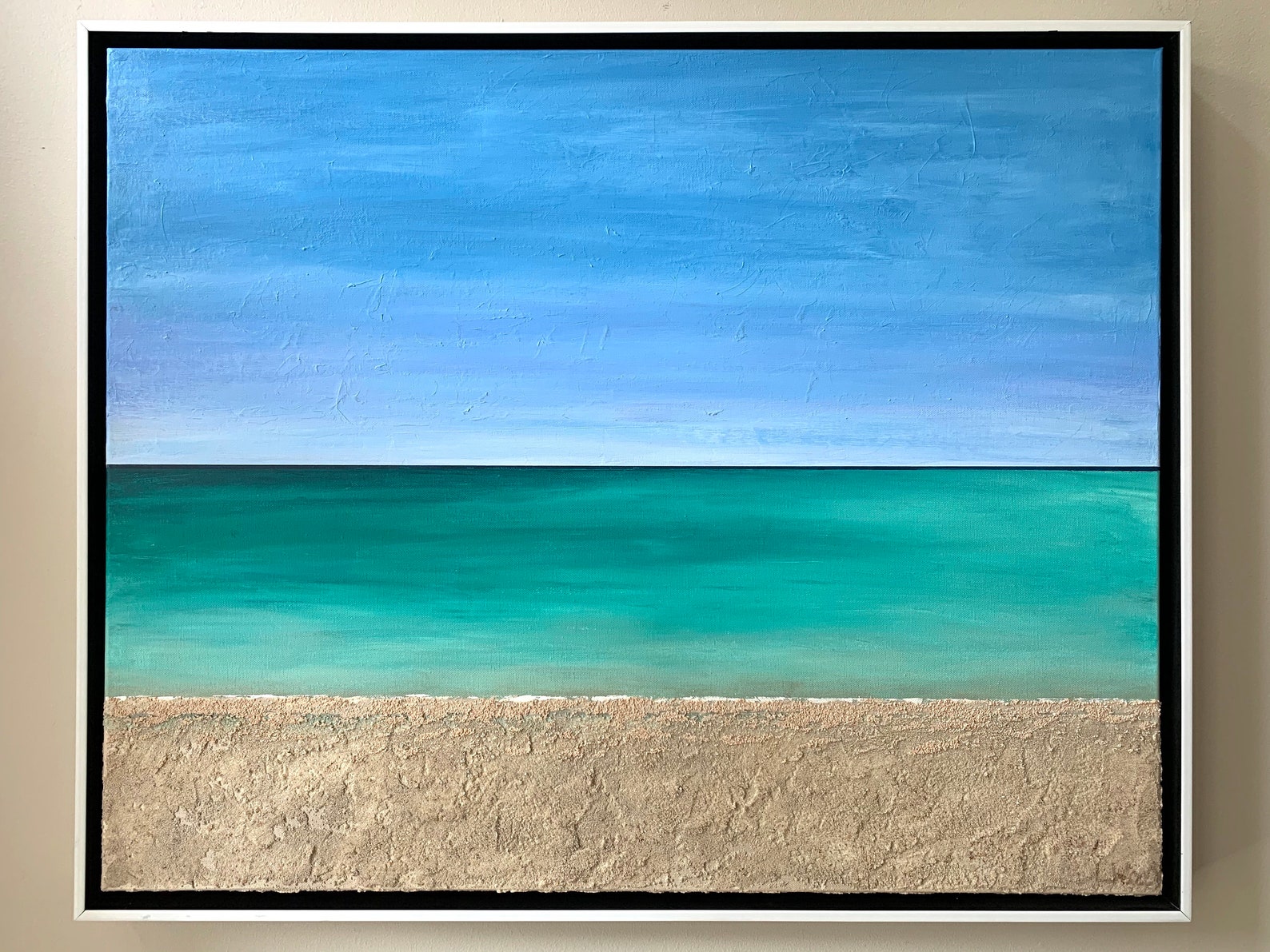 Sandy Beach Painting Ocean Painting Seascape Art Acrylic Mixed Media ...