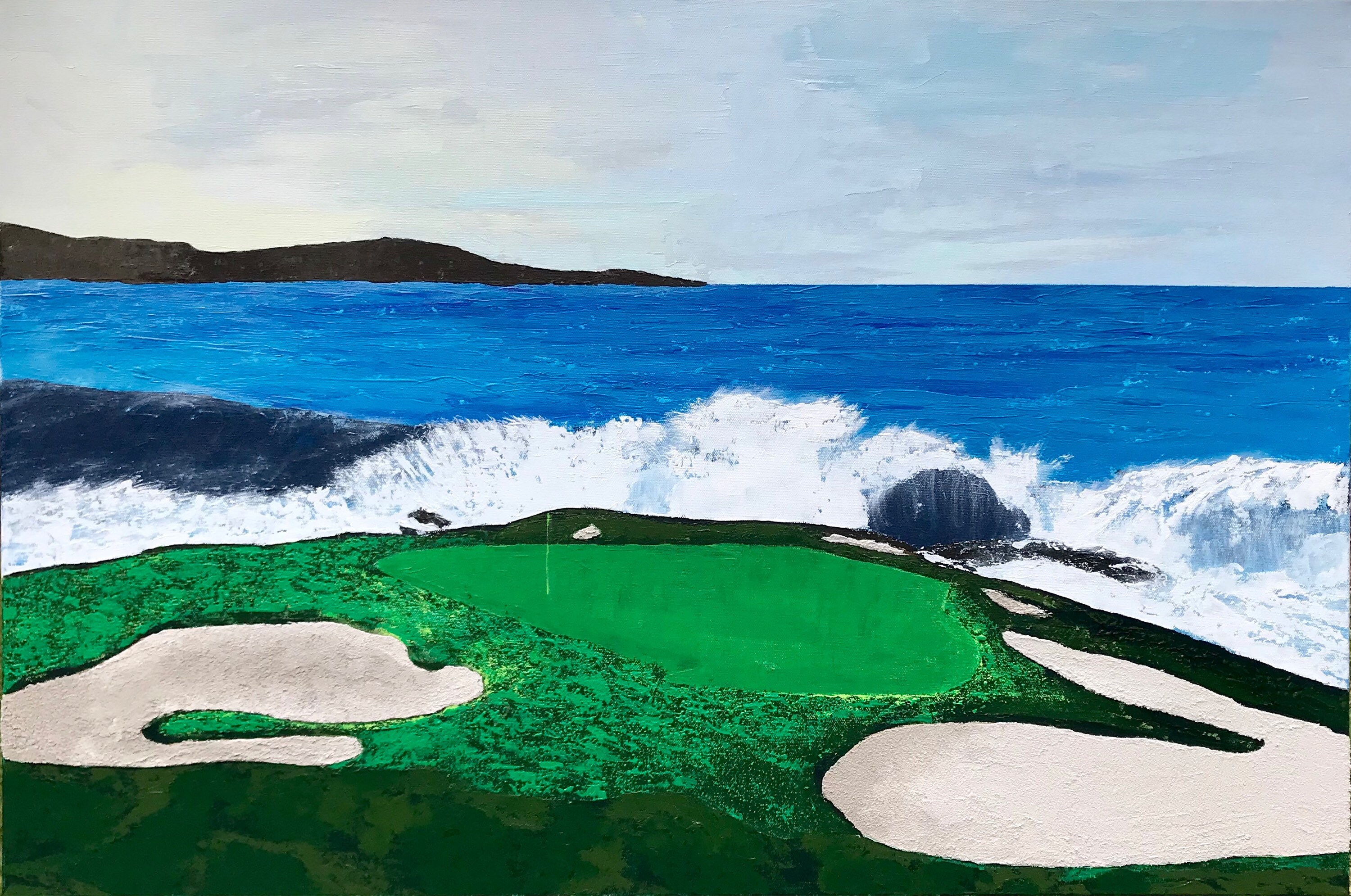 Golf Painting Pebble Beach Painting Art Acrylic Mixed Media Original ...