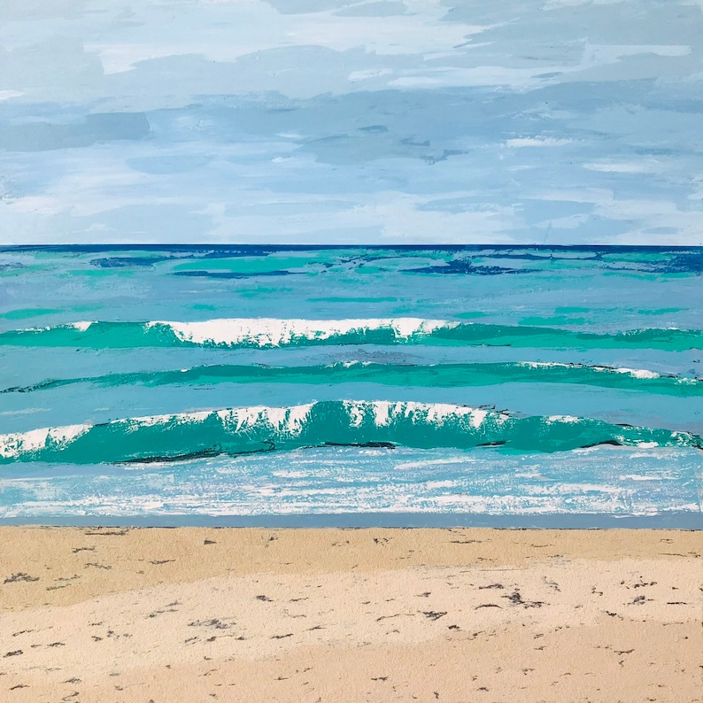 Seascape Waves Painting Art Acrylic and Sand Original // "no Place" 36 ...