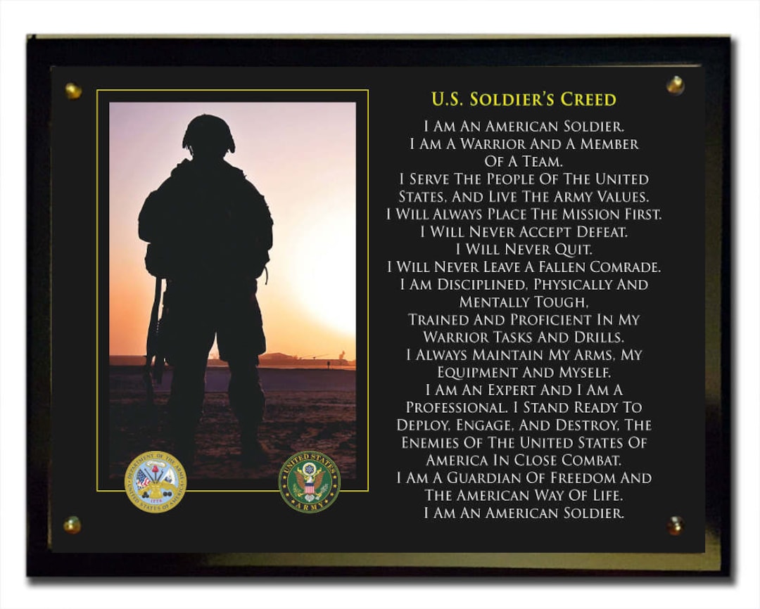 US Soldier's Creed Plaque - Etsy