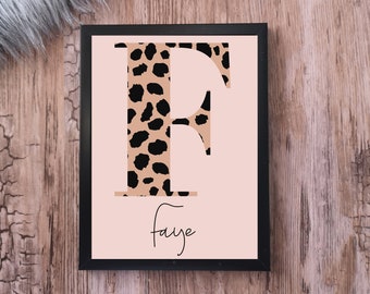Leopard Initial Print Initial Poster Leopard Animal Wall - Etsy
