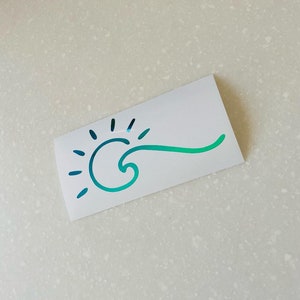 Wave and Sun Decal, Beach Decal, Wave Beach Sun Decal, Ocean Wave ...