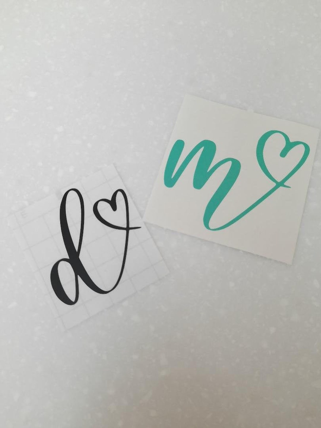 Single Letter Decal, Monogram Decal With Heart, Single Letter Monogram ...