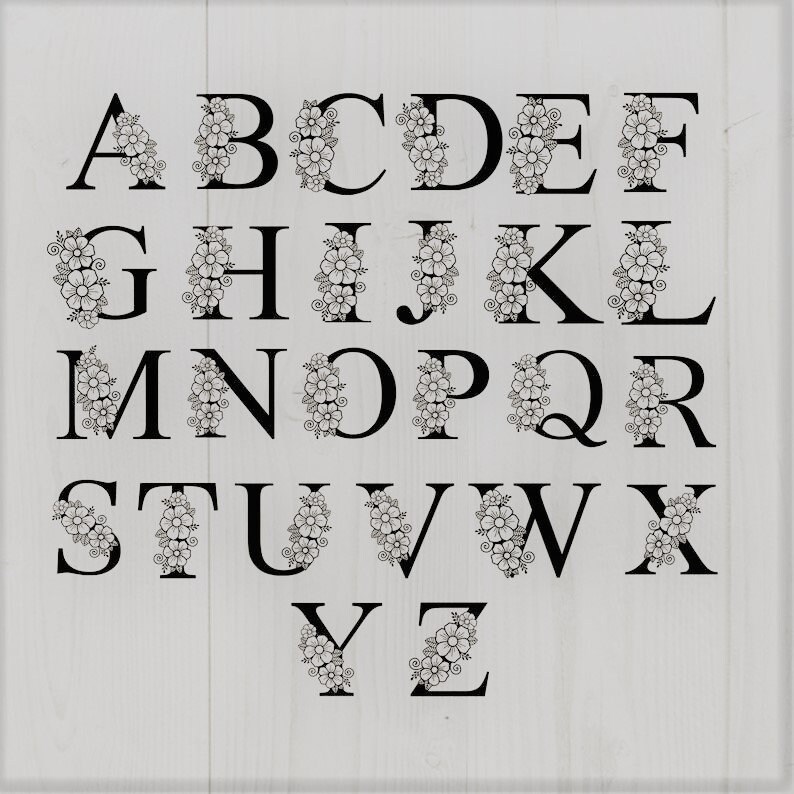 Single Letter Monogram Decal Floral Letter Decal Monogram | Etsy