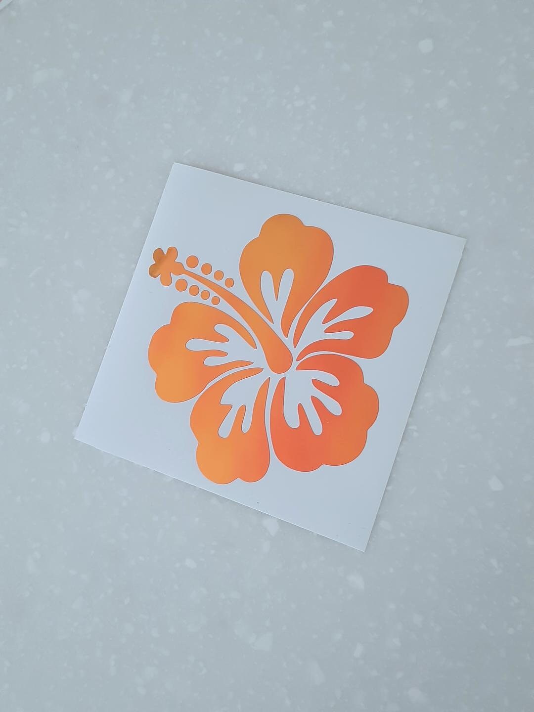 Hibiscus Flower Decal, Holographic Flower Decal, Tropical, Laptop ...