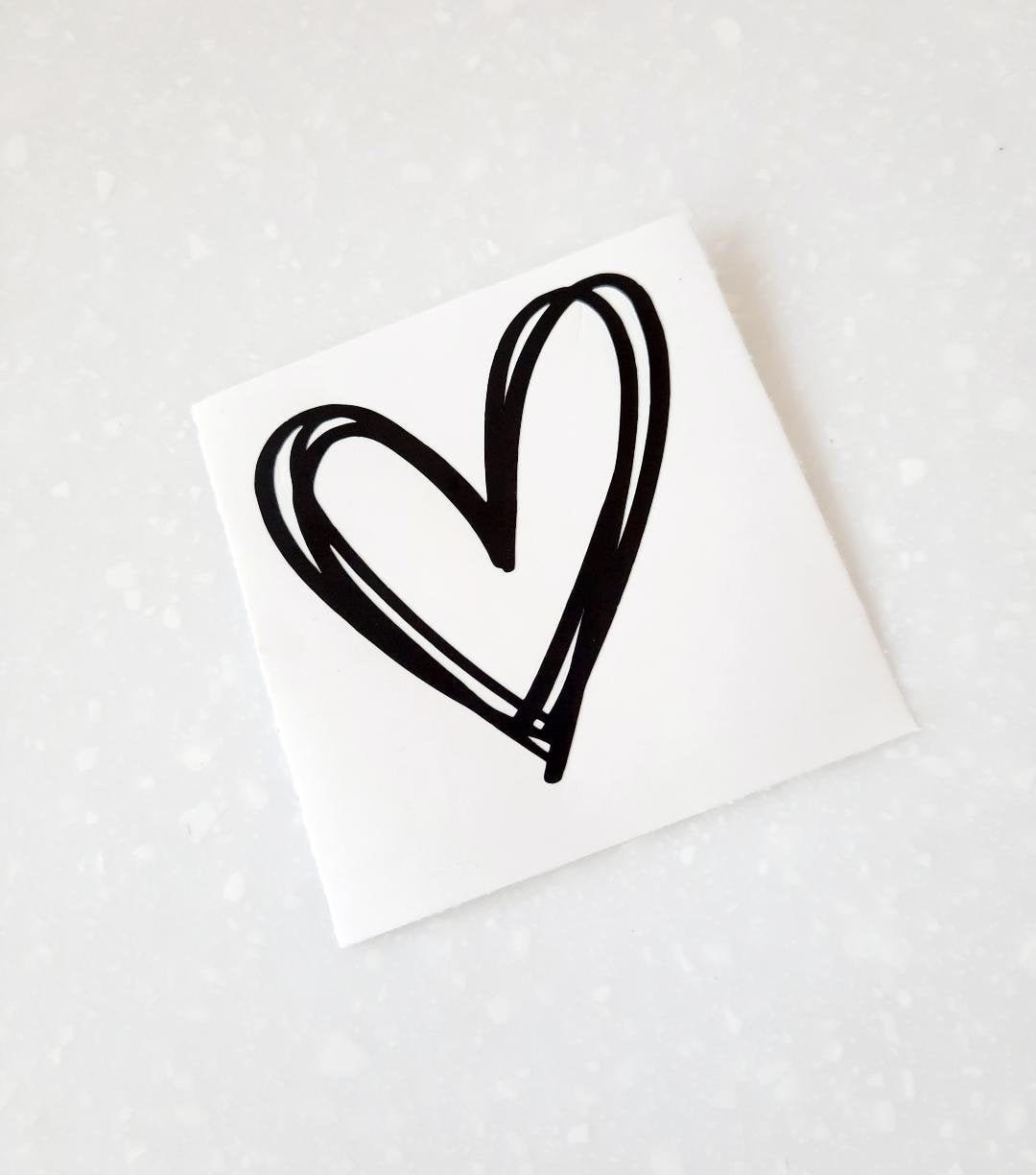 Heart Decal, Hand Drawn Heart, Scribble Heart Decal, Laptop Decal, Car ...