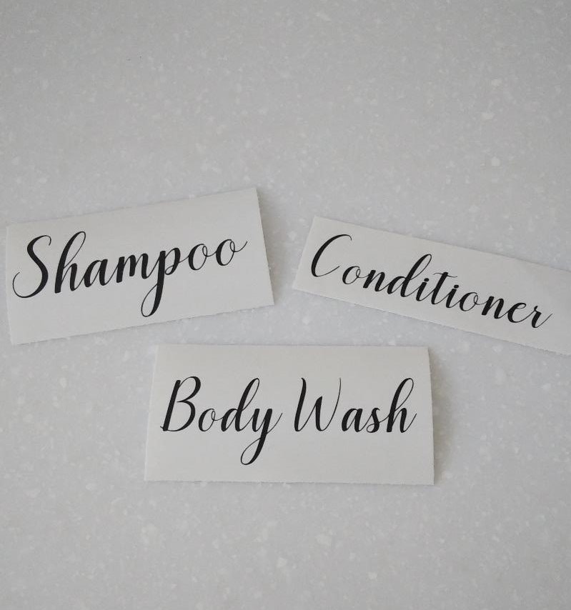 Shampoo Conditioner Body Wash Decal Set Shower Labels Soap - Etsy
