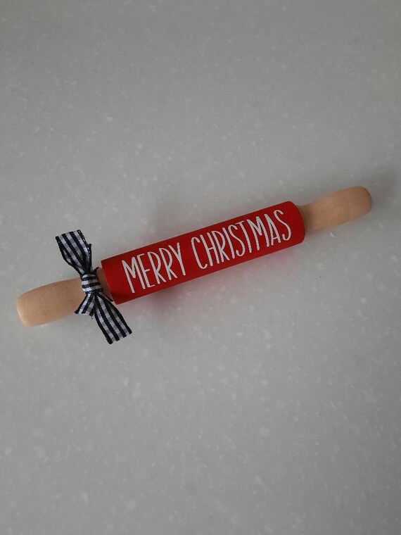 Farmhouse Style Mini Rolling Pin Christmas Tiered Tray Decor | Etsy