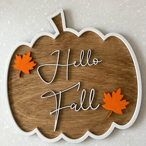 Hello Fall Sign Fall Decor Pumpkin Sign Autumn Decor 3D - Etsy