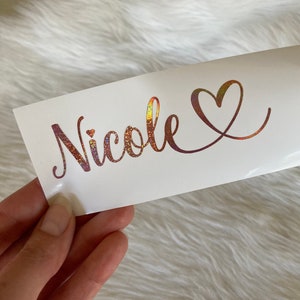 Custom Name Decal With Heart, Personalized Name Decal, Name Sticker ...