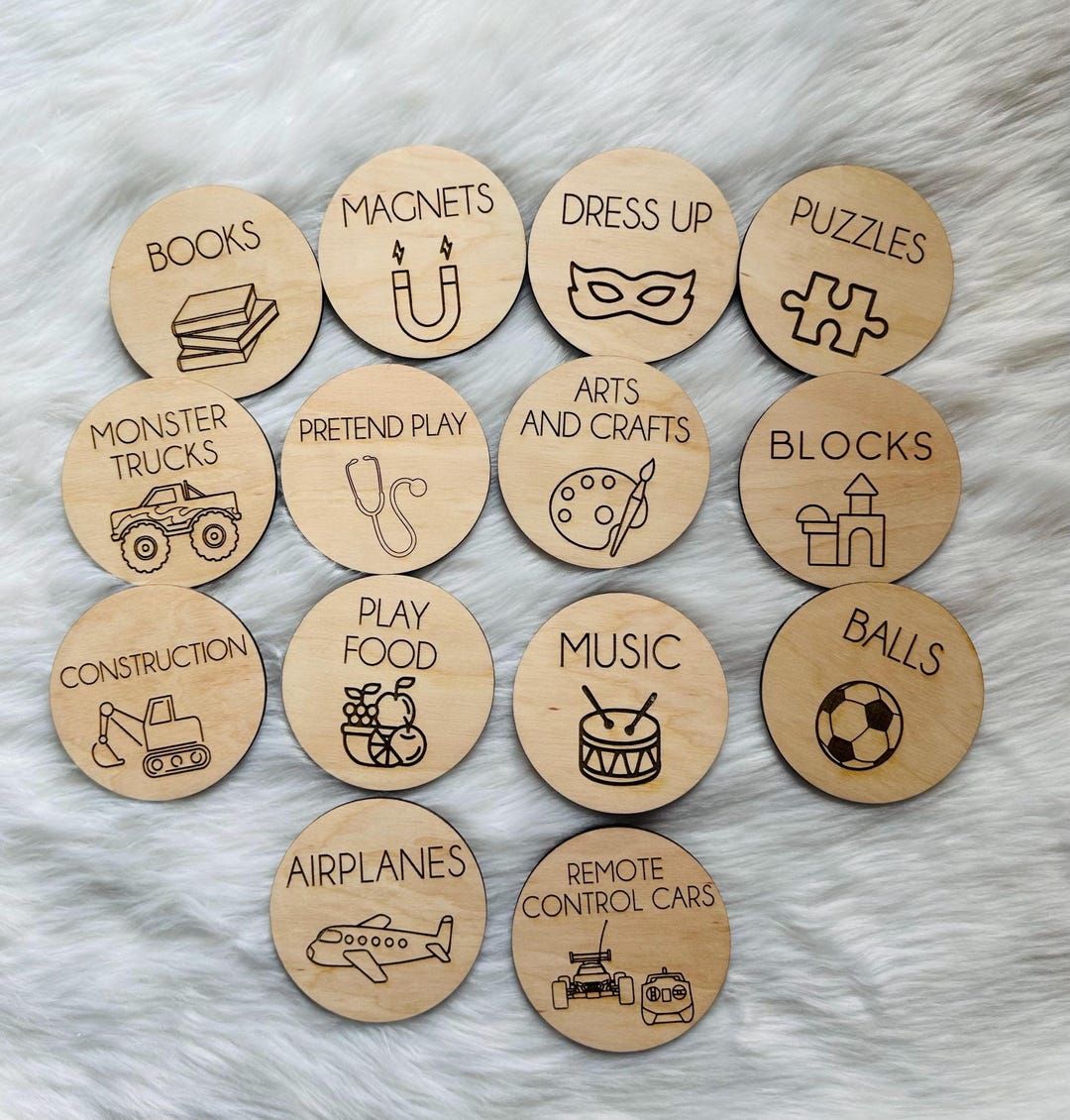 Wooden Bin Labels, Boho Style Wooden Toy Labels, Toy Room Tags, Minimal ...