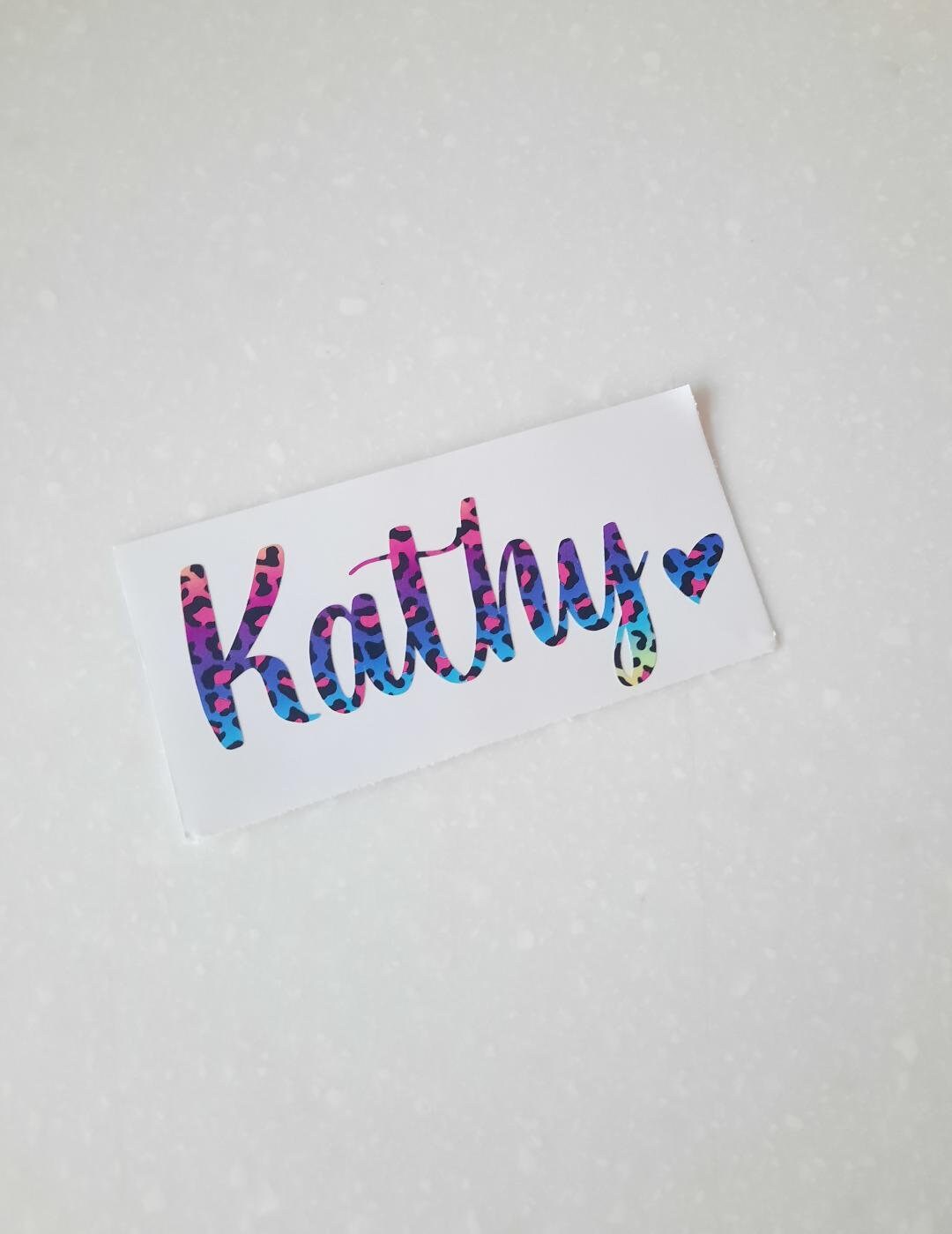 Cheetah Name Decal, Rainbow Cheetah Name Decal, Custom Name Decal With ...