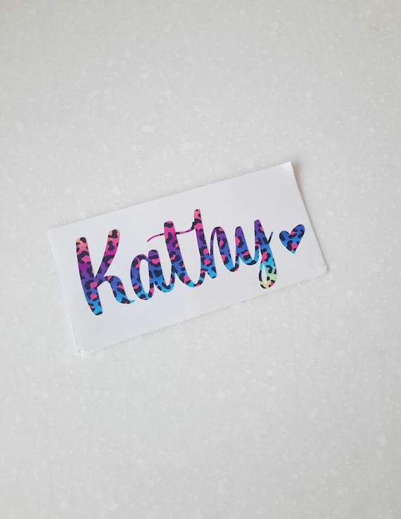 Cheetah Name Decal Rainbow Cheetah Name Decal Custom Name - Etsy