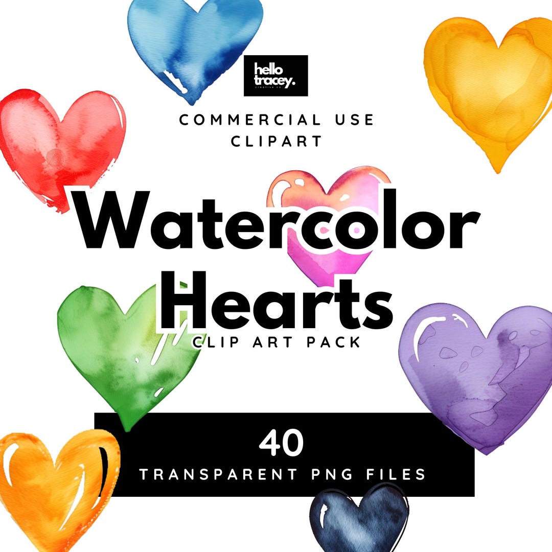 Watercolor Rainbow Hearts Illustrations PNG Clipart, Heart Elements ...