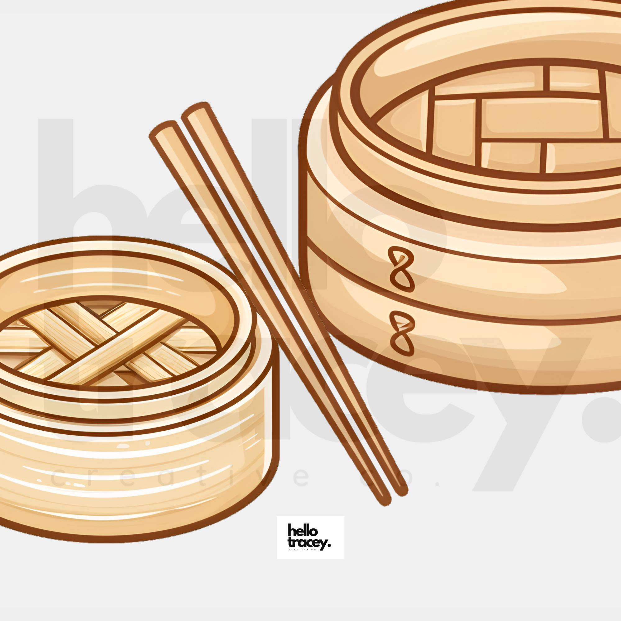 Cute Bamboo Dumpling Steamer Baskets Illustrations PNG Clipart ...