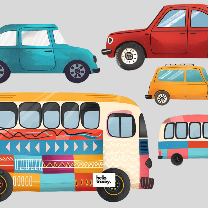 Cute Car Clipart, Illustrated Fun Cars, Vehicles, Transport Clip Art ...