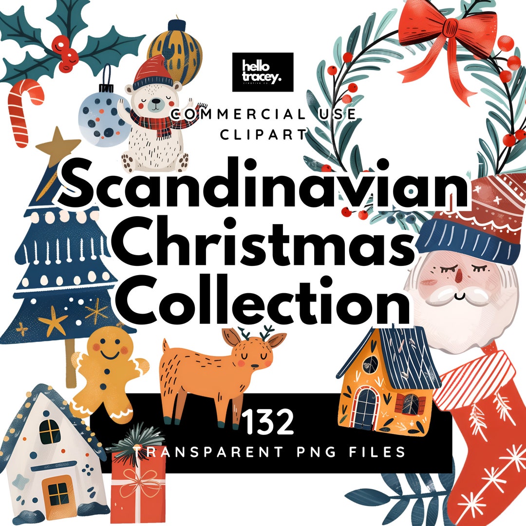 Scandinavian Christmas Village PNG Clipart, Watercolor Xmas Tree Winter ...