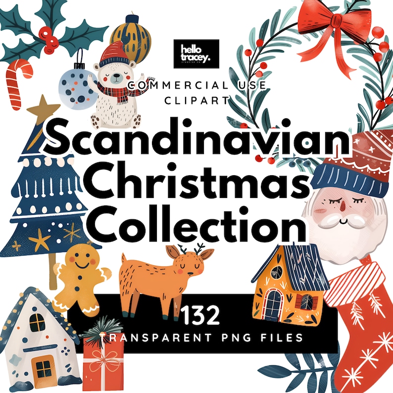 Scandinavian Christmas Village PNG Clipart, Watercolor Xmas Tree Winter ...