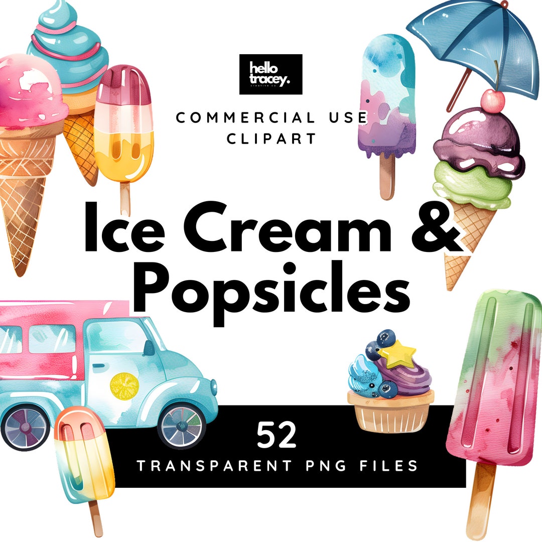 Icecream & Popsicles Watercolor PNG Clipart, Ice Cream Cones Iceblocks ...