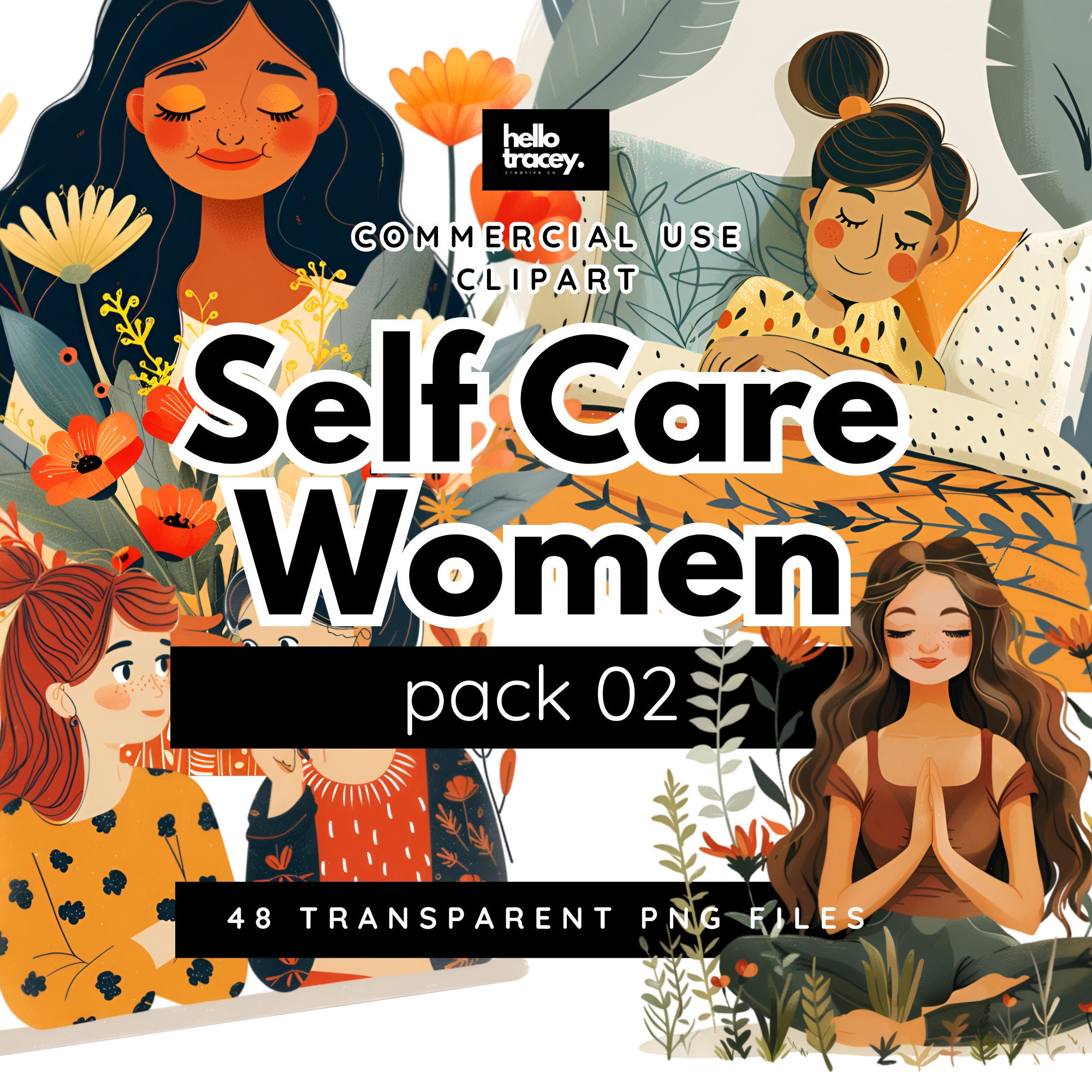 Girls Self Care Scenes Watercolor PNG Clipart, Mental Health Women Self ...