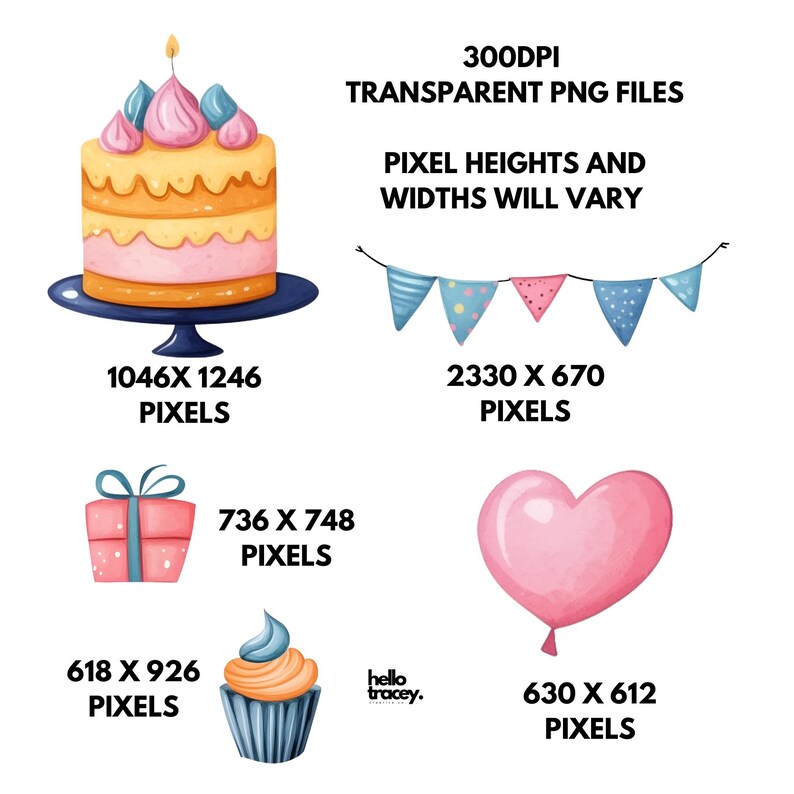 Sweet Pastel Birthday Party PNG Clipart, Watercolor Party Cakes ...